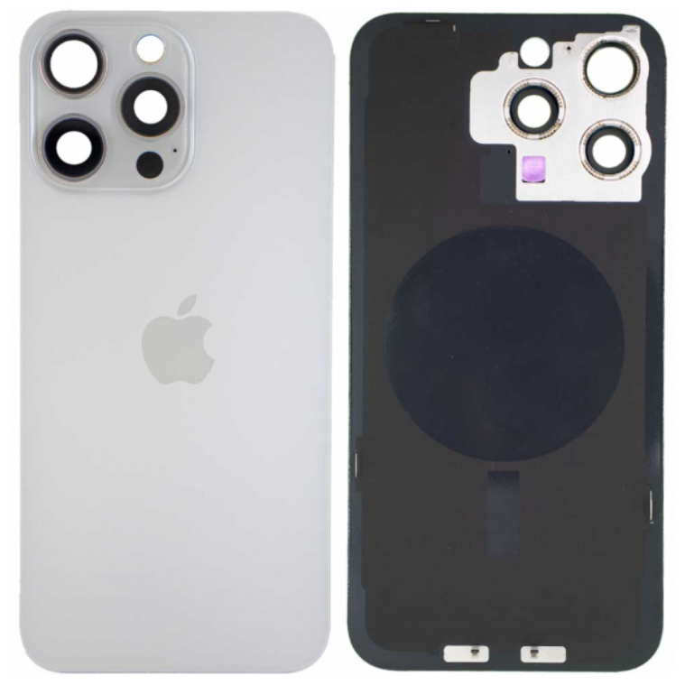 Tapa Trasera Iphone 15 PRO MAX BLANCO Con Marco y Lens Carcasas y Tapas